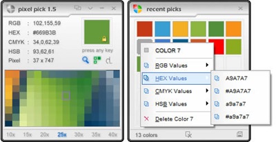Pixel Pick picks color from anywhere on the screen